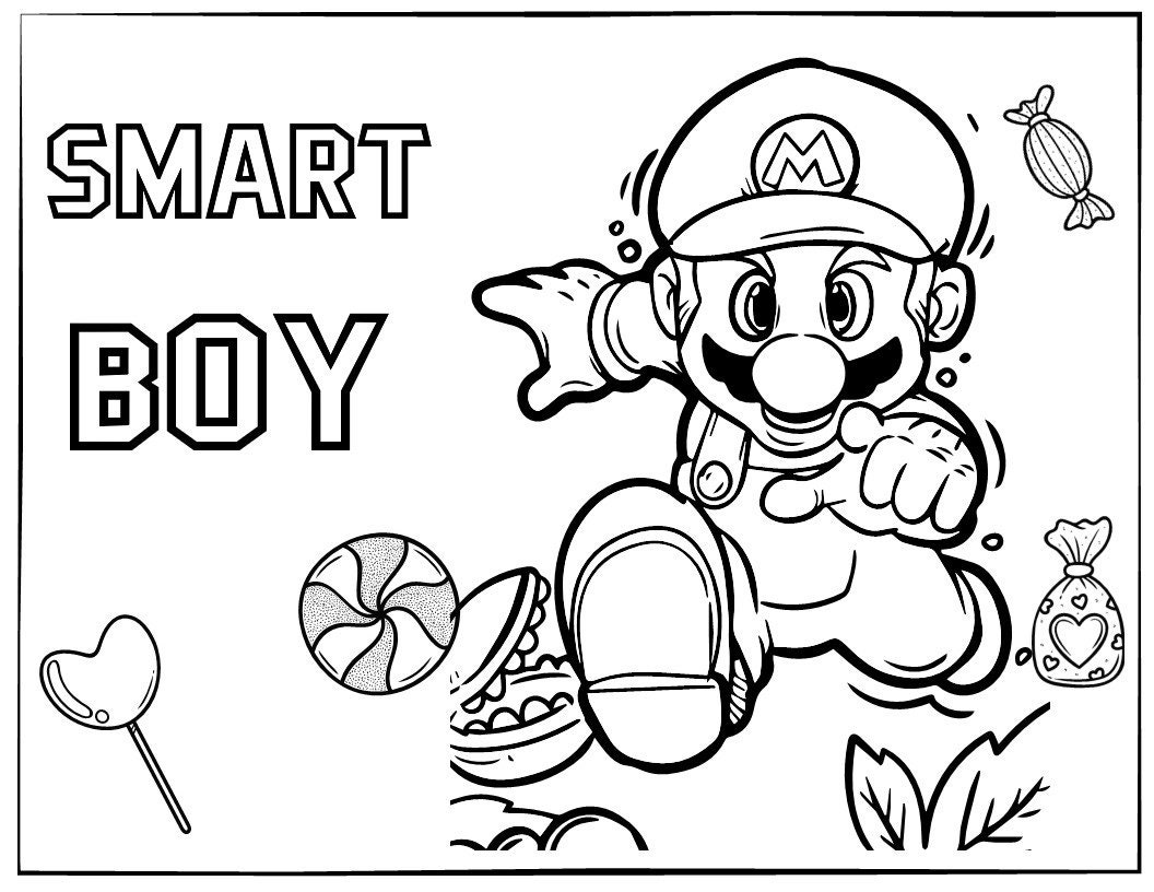 10 Printable Super Mario Coloring Page for Birthday - Etsy Canada
