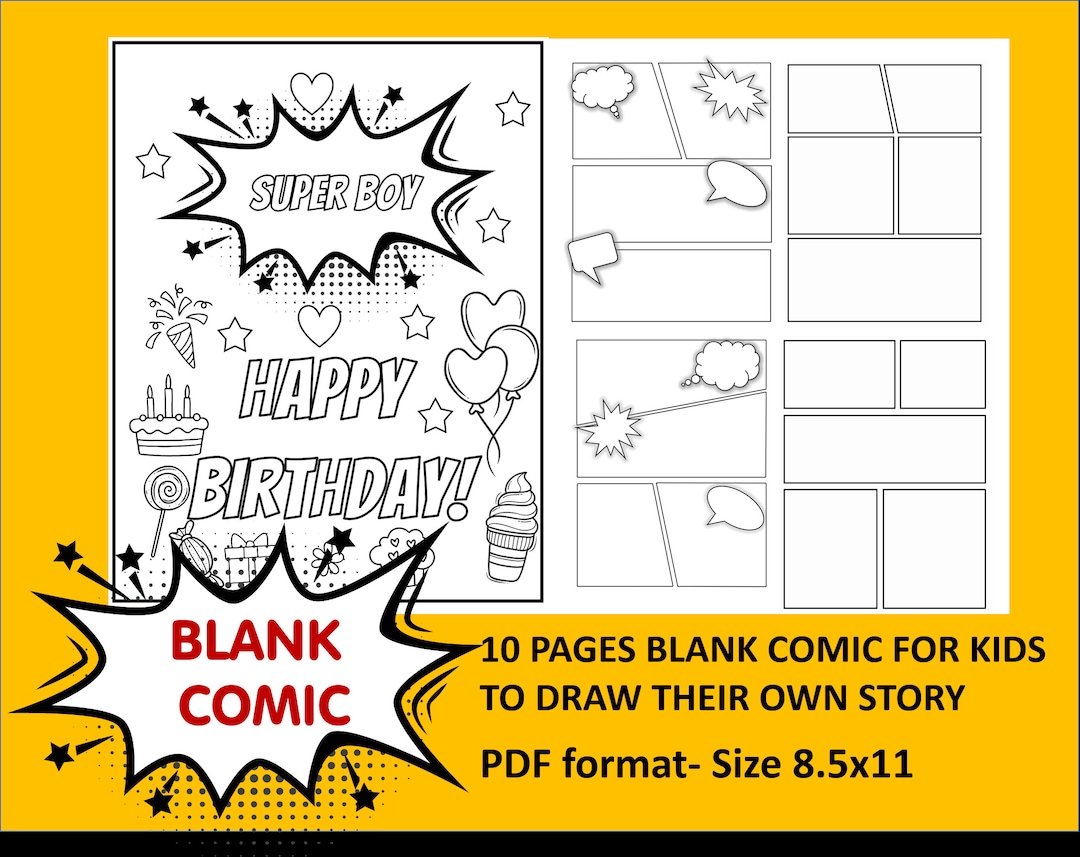 10 Pages Blank Comic for Kids, Boy, Girl, Special Gift for Birthday - Etsy