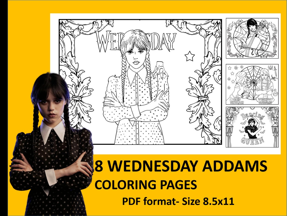 8 Wednesday Coloring Pages PDF Format - Etsy