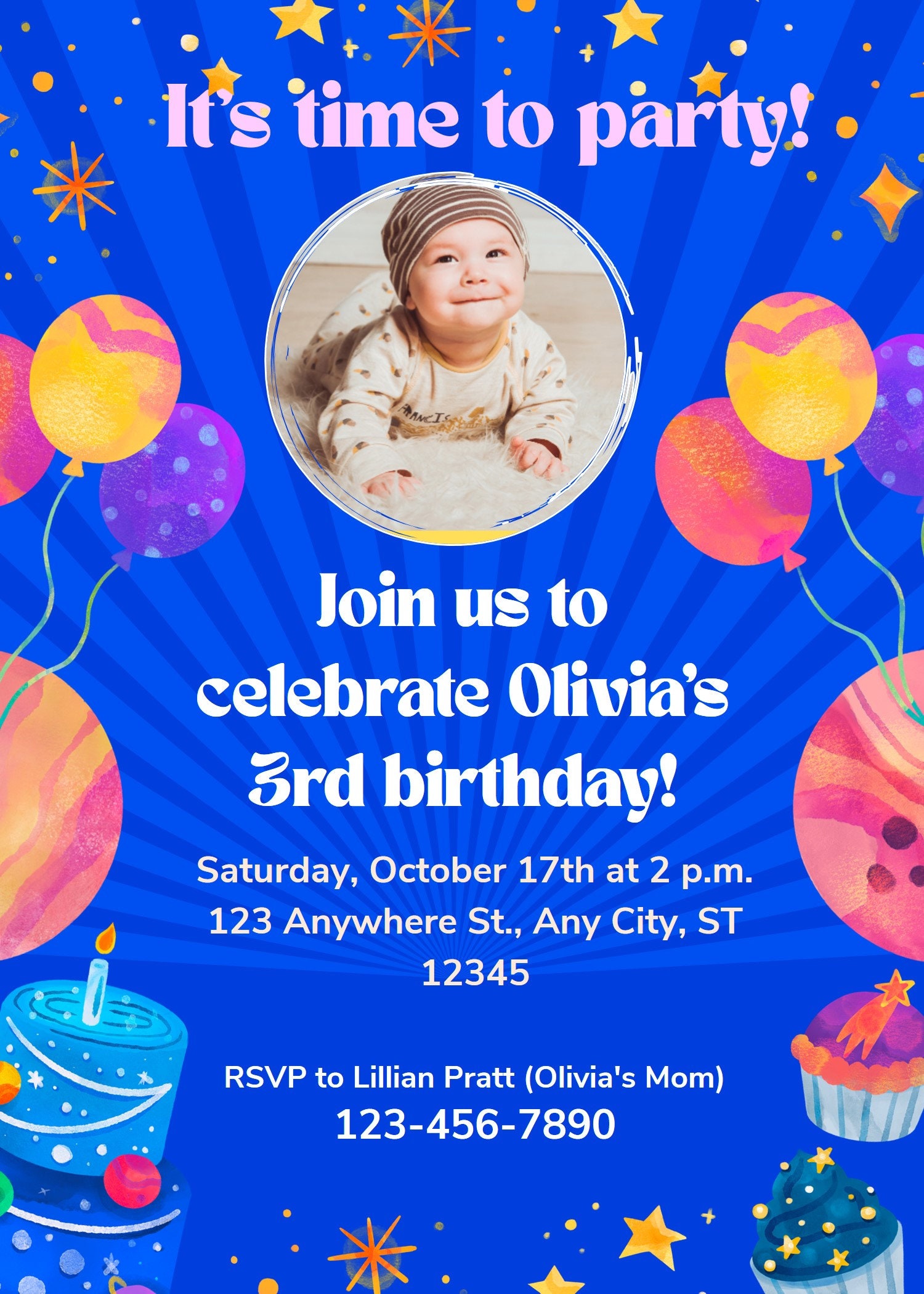 Birthday Invitation Card Personalized With Photo and Name - Etsy