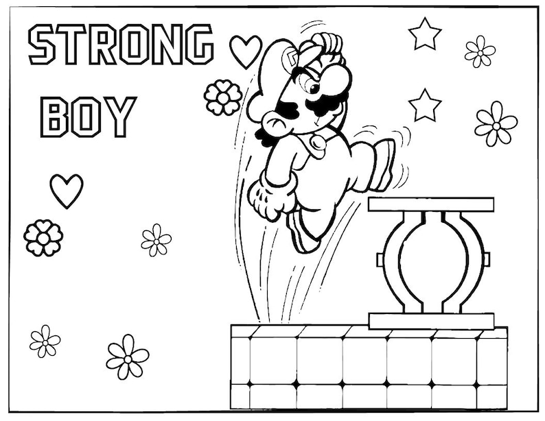 10 Printable Super Mario Coloring Page for Birthday Personalized With ...