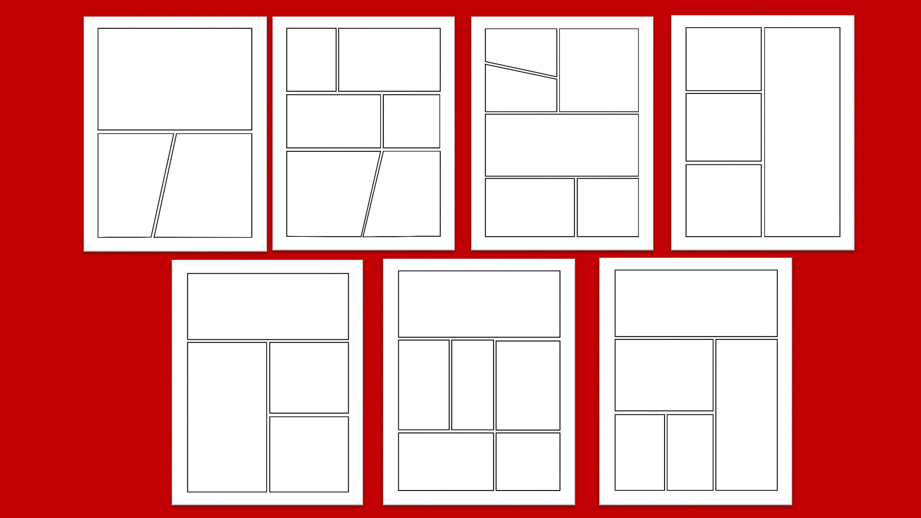 8.5 X 11" Blank Comic Book Layout Pages Printable- 20 Different Designs ...