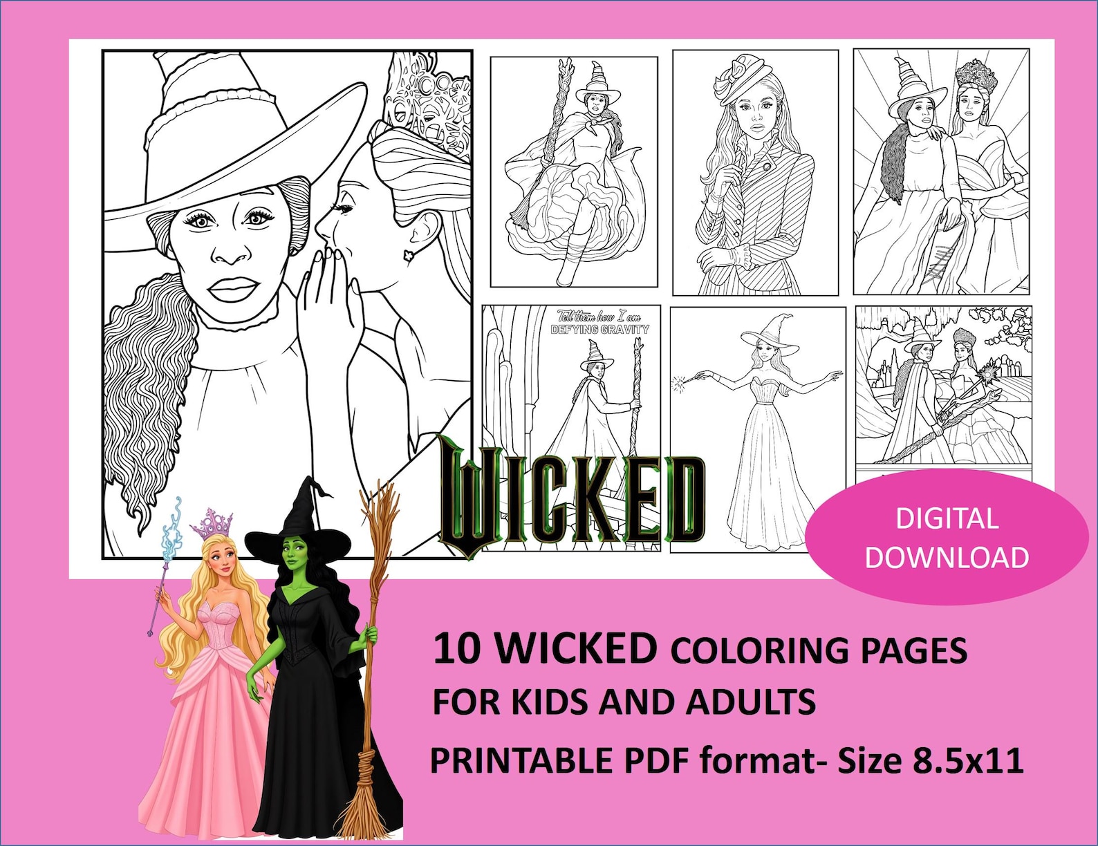 Wicked Musicals Coloring Book: 10 Printable Pages (PDF Download) - Etsy