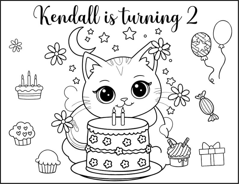5-10 Printable Coloring Page for Birthday With Cartoon Character ...