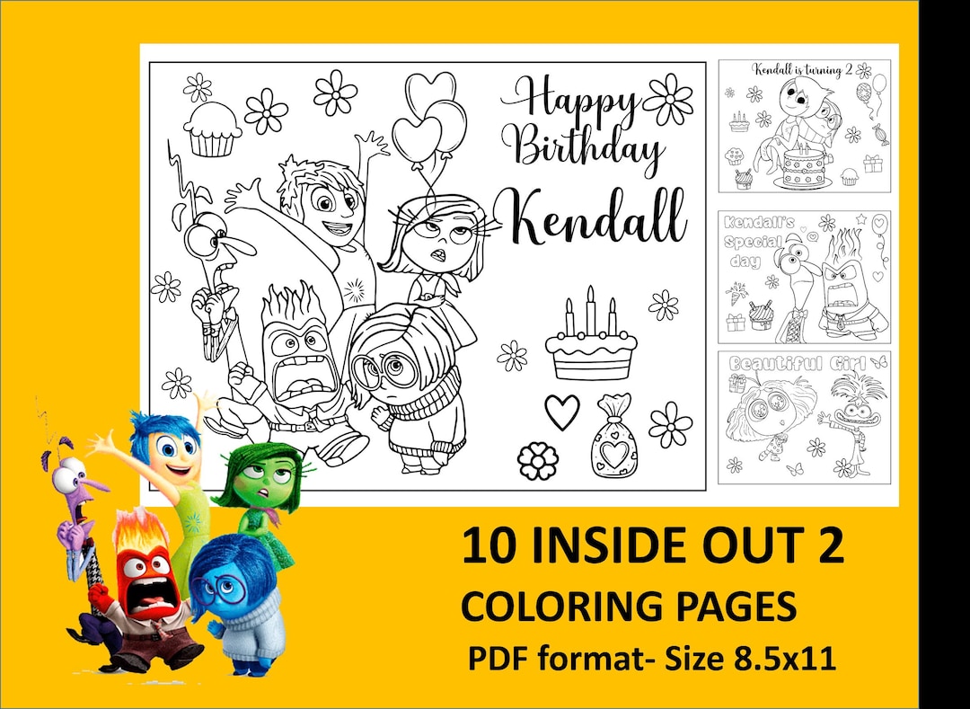 10 Printable Inside Out Coloring Page for Birthdays Personalized With ...