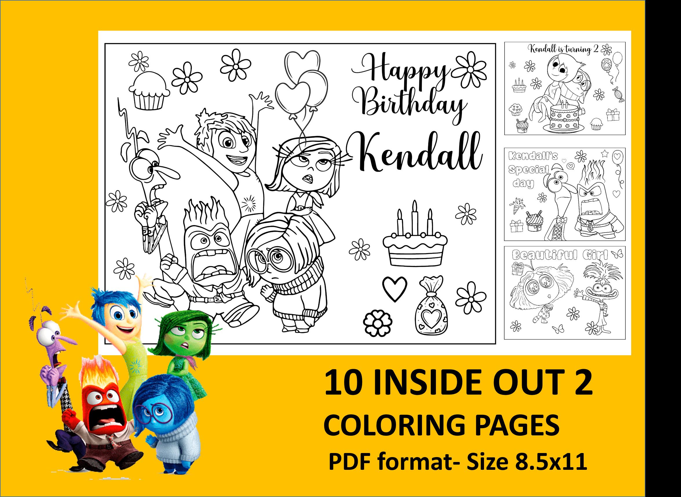 10 Printable Inside Out Coloring Page for Birthdays Personalized With ...