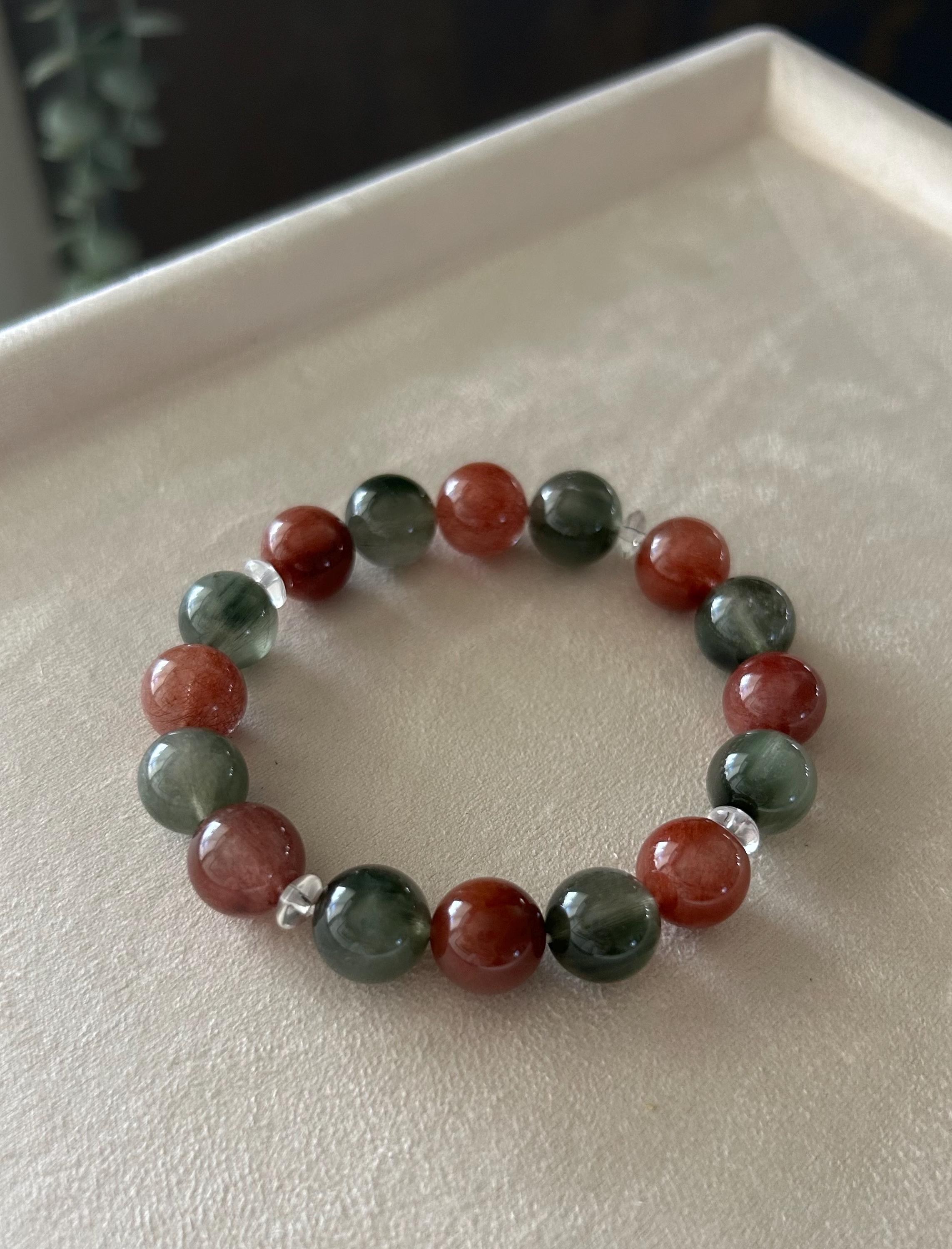 AAA Quality Green and Red Rabbit Hair Rutilated Quartz Bracelet 11mm - Etsy