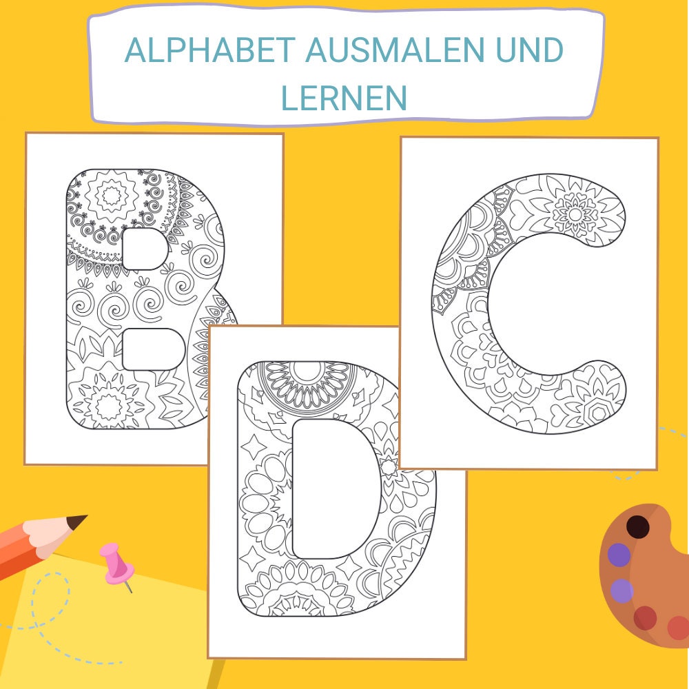 ABC Mandala Children Alphabet & Numbers Coloring Concentration Training ...