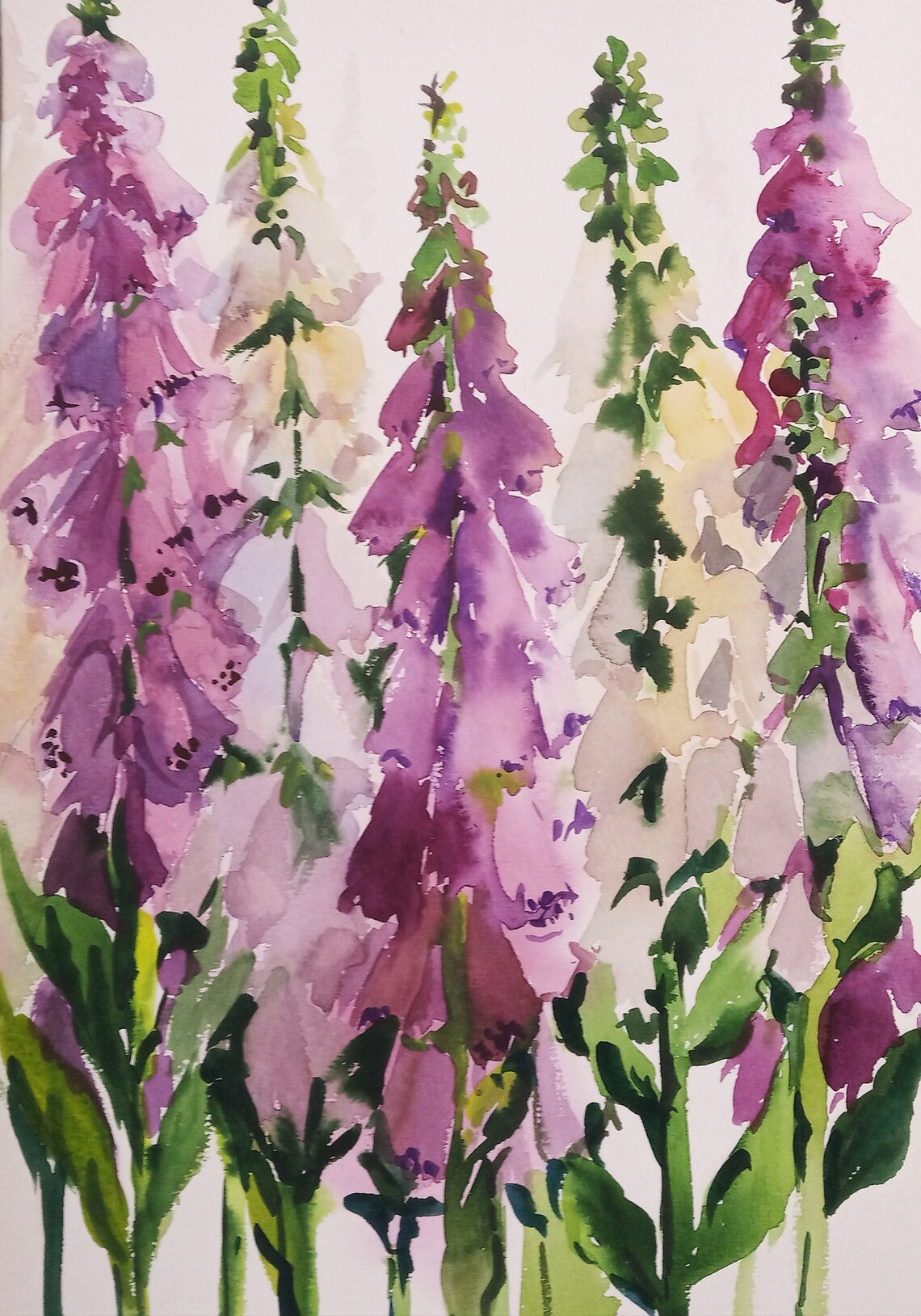 FOXGLOVE Watercolor PAINTING Foxglove gift for mom Foxglove | Etsy