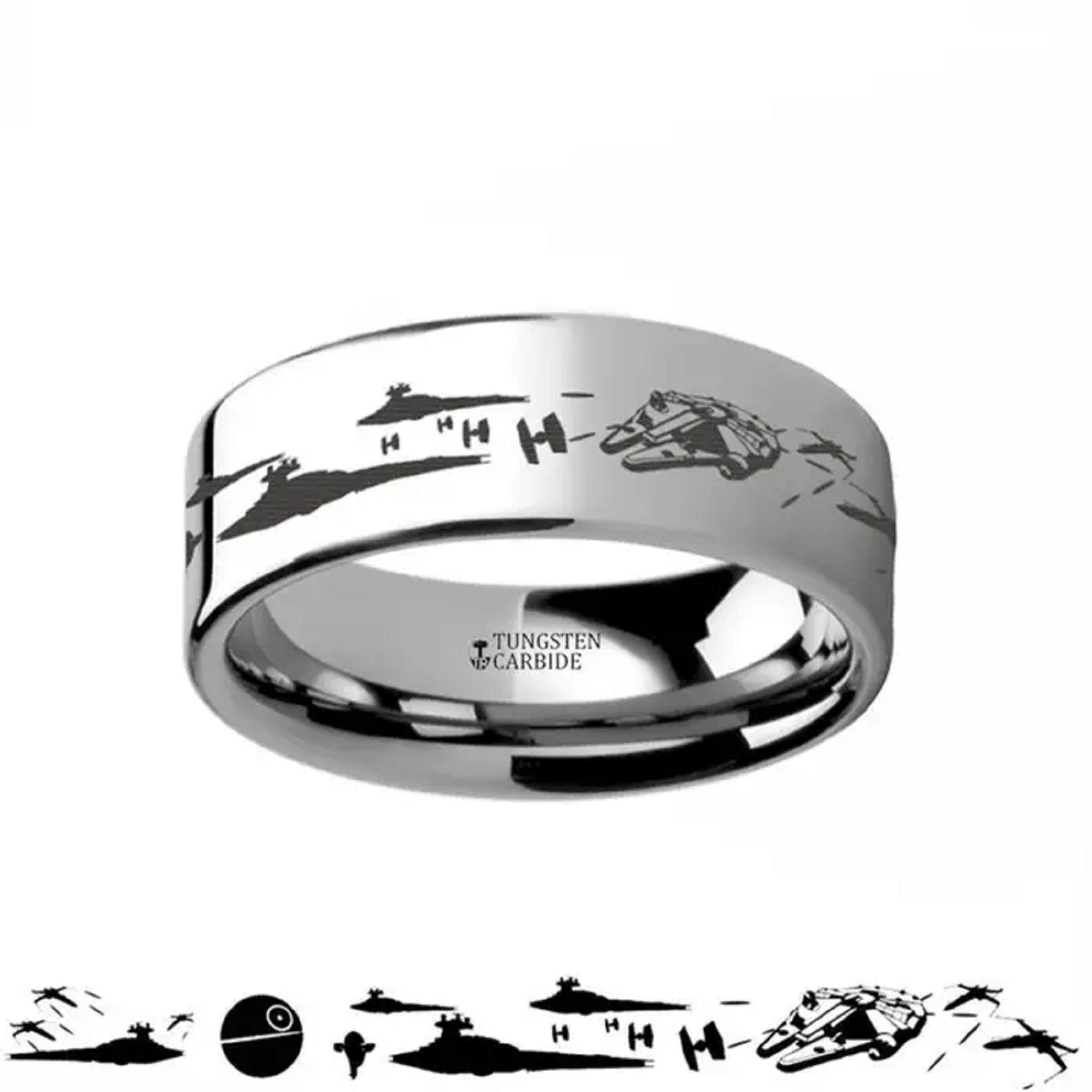 Star Wars A New Hope Death Star Space Battle Tungsten Ring Episode IV ...