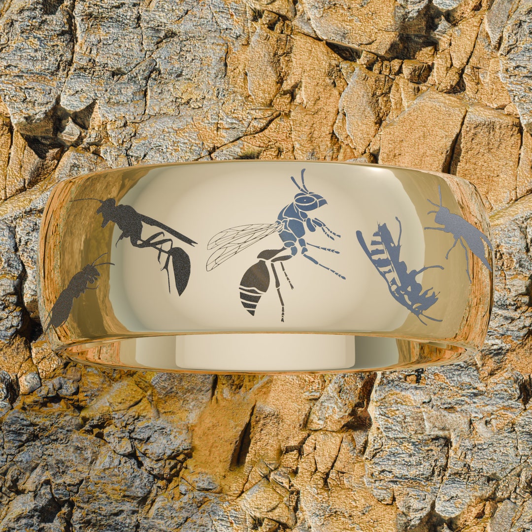 Wasps From Animals in General Animals Engraved Tungsten Ring 4mm 10mm ...