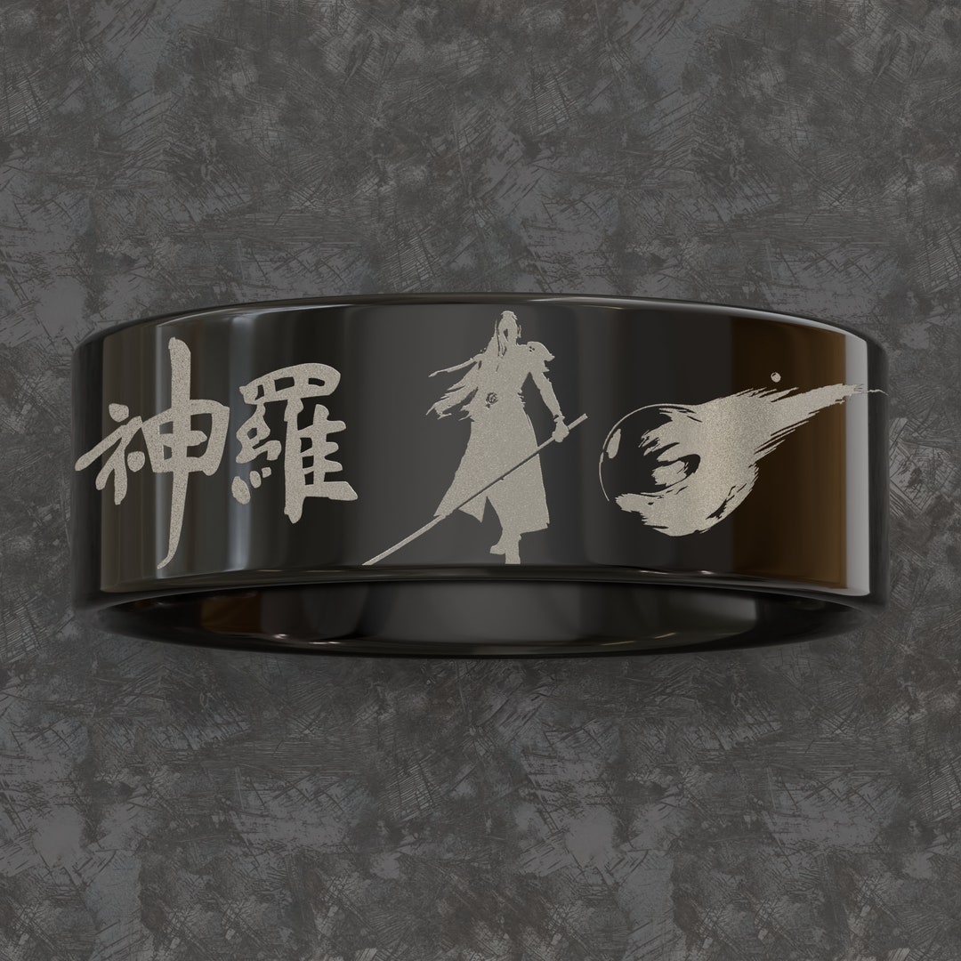 Sephiroth final Fantasy VII Video Games Engraved Black Tungsten Ring ...