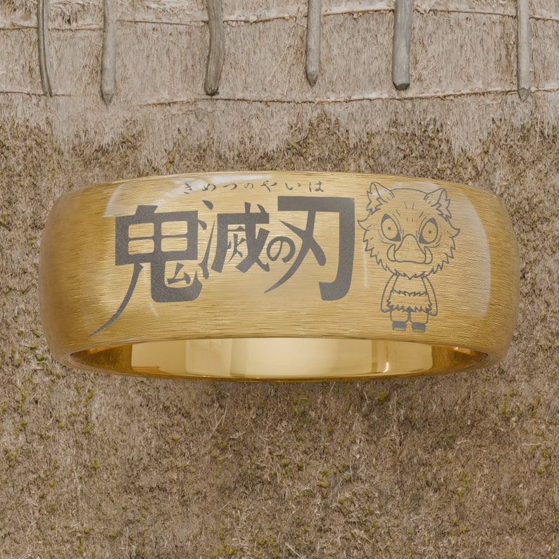 Inosuke Hashibira From Demon Slayer Anime Manga Engraved Tungsten Ring ...