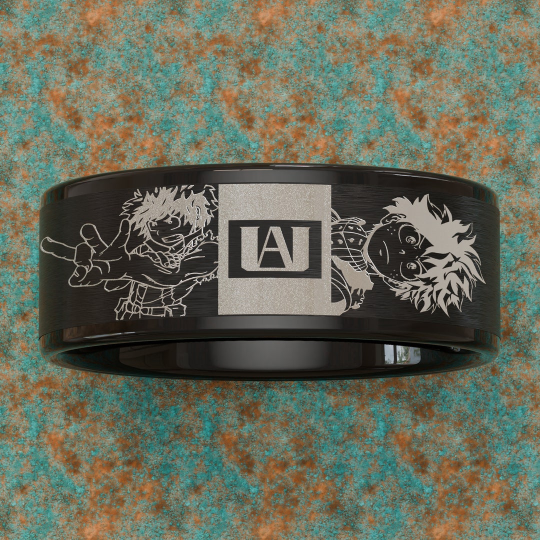 Izuku Midoriya From My Hero Academia Anime Manga Engraved Tungsten Ring ...