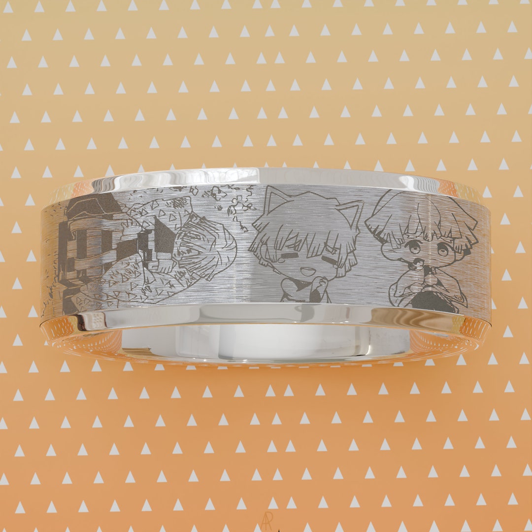 Zenitsu Agatsuma From Demon Slayer Anime Manga Engraved Tungsten Ring ...