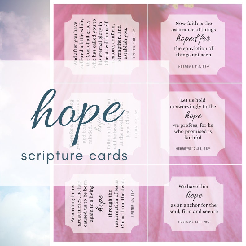 30 Hope Bible Verse Cards | Printable | Scripture Cards | Memory Verse ...