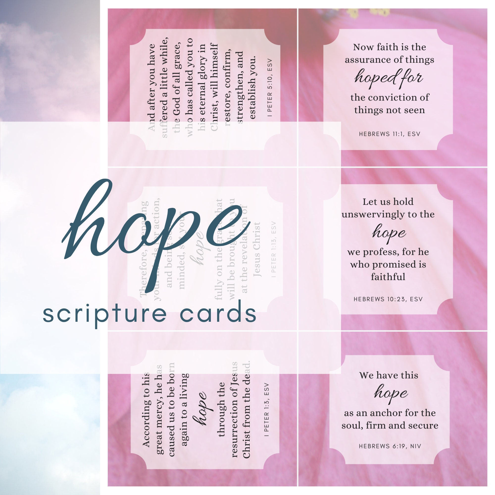 30 Hope Bible Verse Cards | Printable | Scripture Cards | Memory Verse ...
