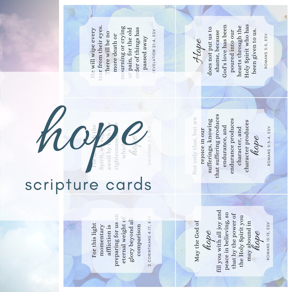 30 Hope Bible Verse Cards | Printable | Scripture Cards | Memory Verse ...
