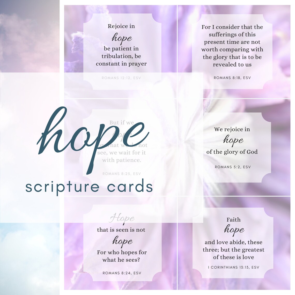 30 Hope Bible Verse Cards | Printable | Scripture Cards | Memory Verse ...