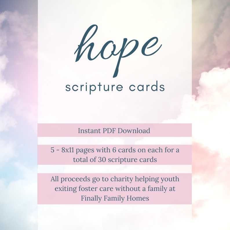 30 Hope Bible Verse Cards | Printable | Scripture Cards | Memory Verse ...