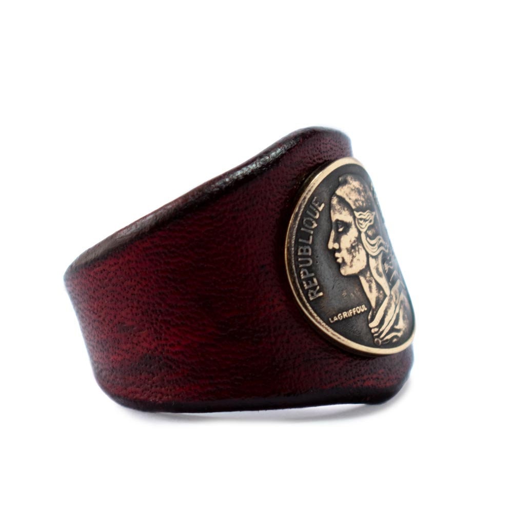 Handmade Leather Ring , Womens Leather Ring , Mens Leather Ring , Red ...