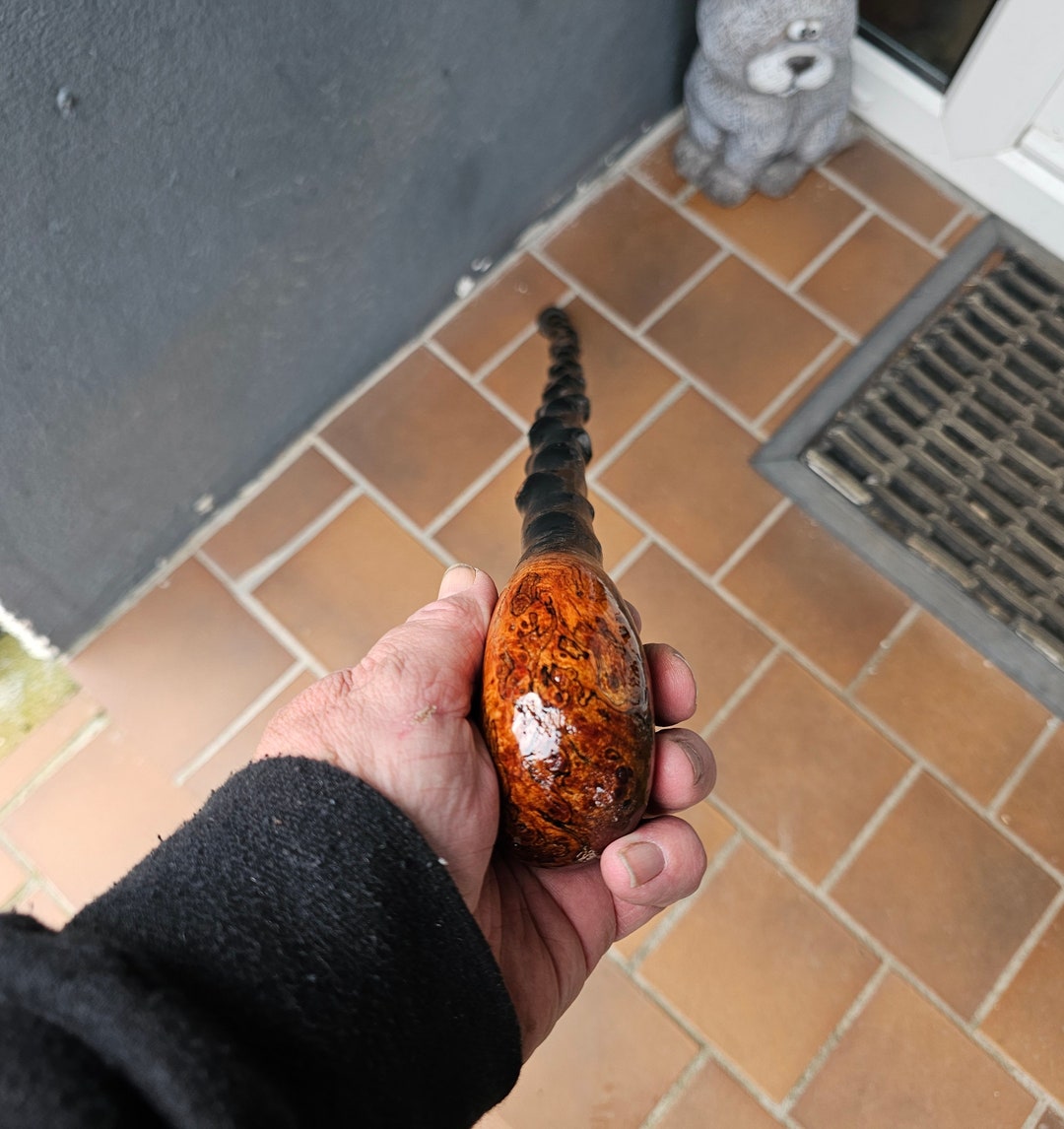 Irish Blackthorn Walking Stick With a Burr Elm Handle, Hand Crafted in ...