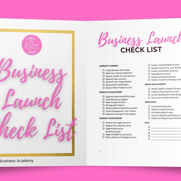 Business Launch Checklist Template Etsy