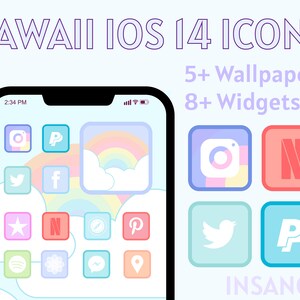 60 Kawaii IOS 14 App Icons | Anime Ios 14 App Icons | Korean App Covers ...