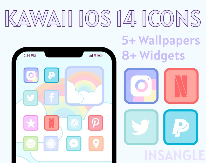60 Kawaii IOS 14 App Icons | Anime Ios 14 App Icons | Korean App Covers ...