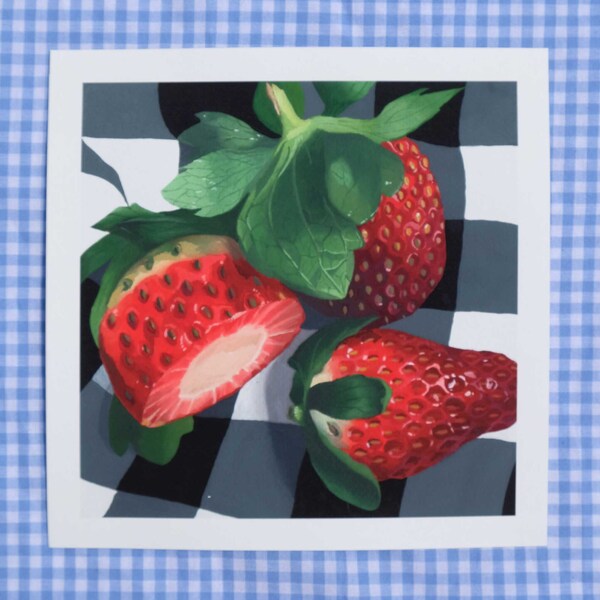 Square strawberry giclée print (fruit still life fine art printing ...