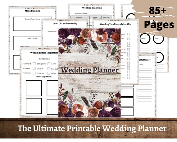 Rustic Wedding Planner Printable Printable Wedding Planner A | Etsy