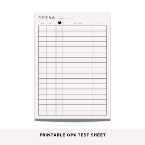 Printable OPK Test Sheet, Ovulation Test Strip Tracker, Fertility ...