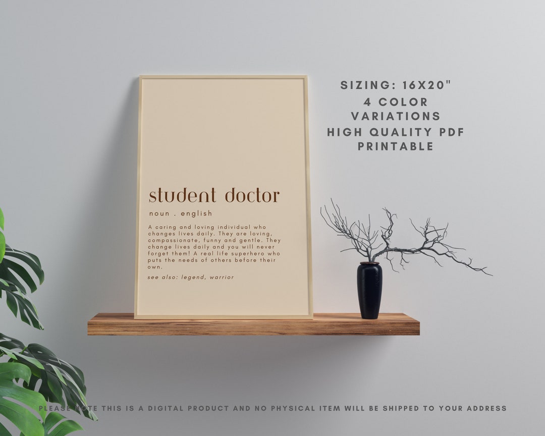 Student Doctor Definition Print Medical Student Definition - Etsy