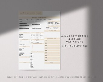 Nursing Report Template Digital Nursing Report Patient - Etsy Canada