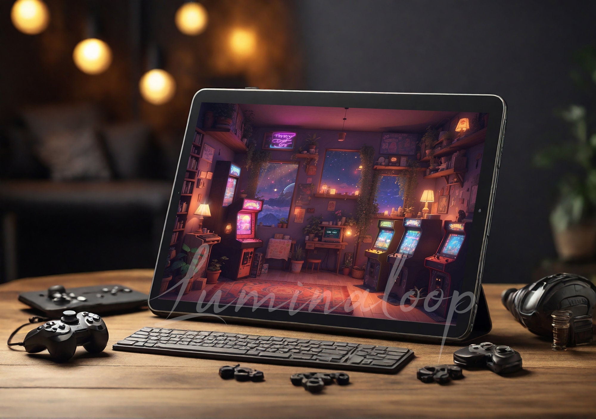 ANIMATED BACKGROUND | Arcade Gaming Room | Lofi Cozy Fantasy Looped ...