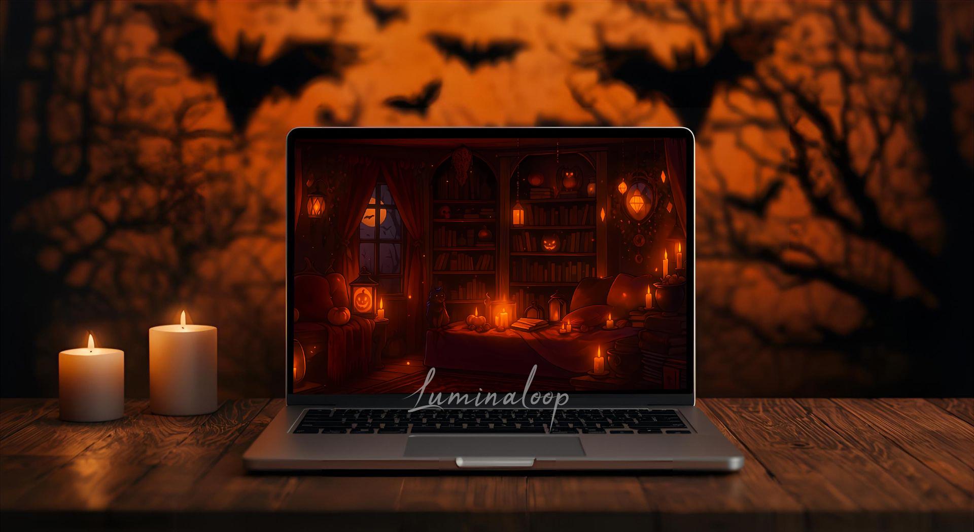 Halloween Nightfall Animated Background: Spooky Bedroom Horror Vibes ...
