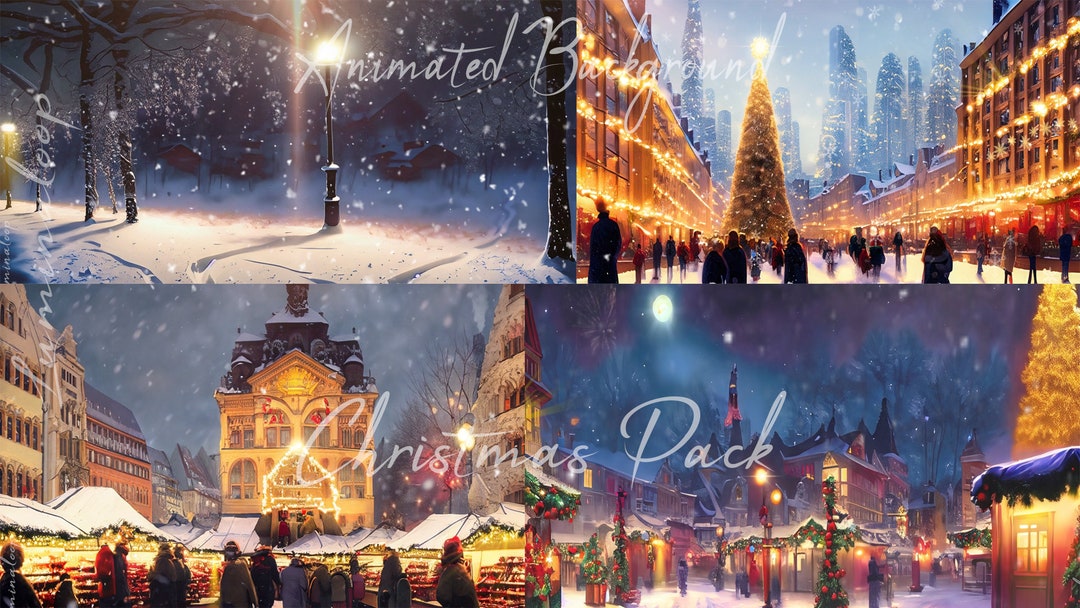 4 ANIMATED BACKGROUNDS Pack, Enchanting Christmas Market, Cozy Shop, Lofi Ambience, Vtuber ...