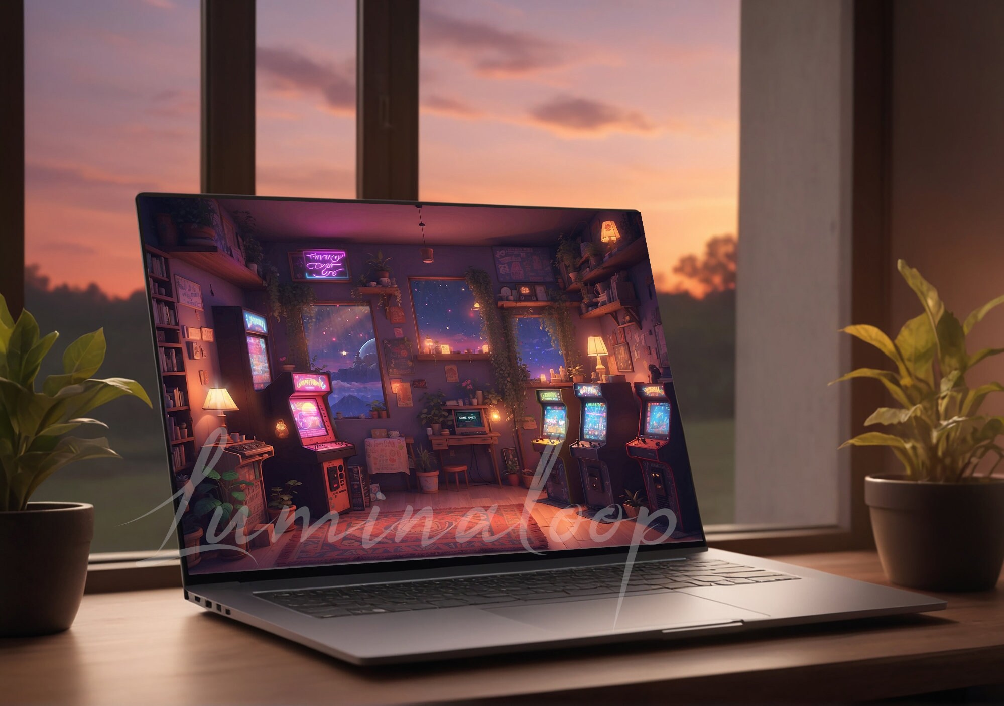 ANIMATED BACKGROUND | Arcade Gaming Room | Lofi Cozy Fantasy Looped ...