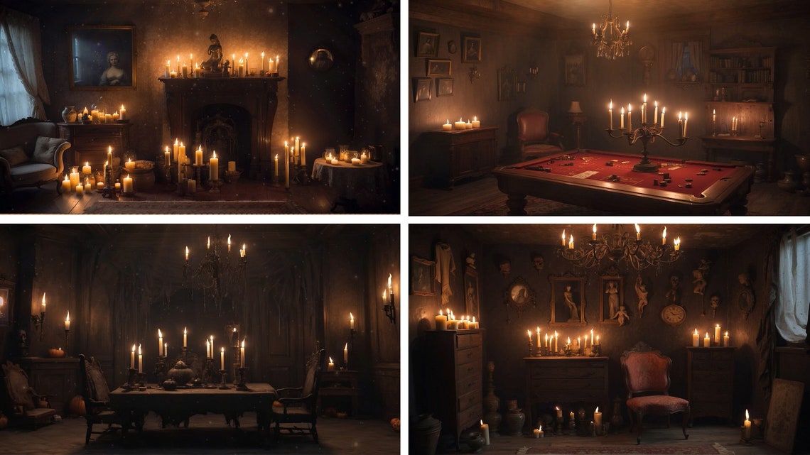4 ANIMATED BACKGROUNDS |haunted Room | Candle Ambiance With Gaming Room ...