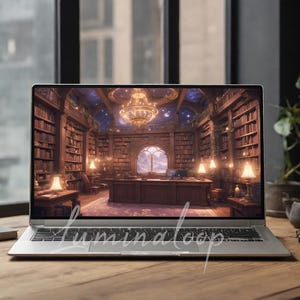 ANIMATED BACKGROUND | Magical Library | Lofi Cozy Ambience Looped ...