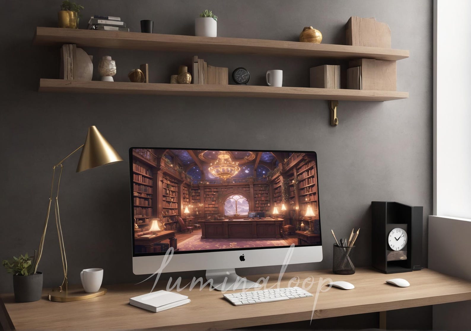 ANIMATED BACKGROUND | Magical Library | Lofi Cozy Ambience Looped ...