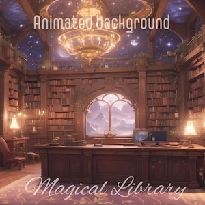 ANIMATED BACKGROUND | Magical Library | Lofi Cozy Ambience Looped ...