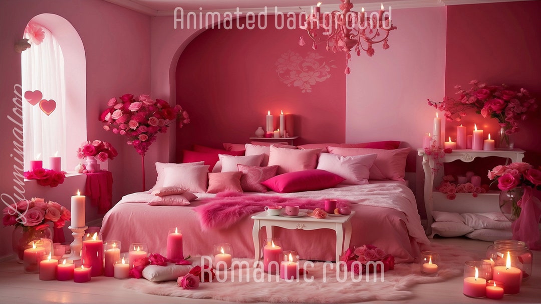 ANIMATED BACKGROUND | Romantic Room | Lofi Love Cozy Looped Vtuber ...
