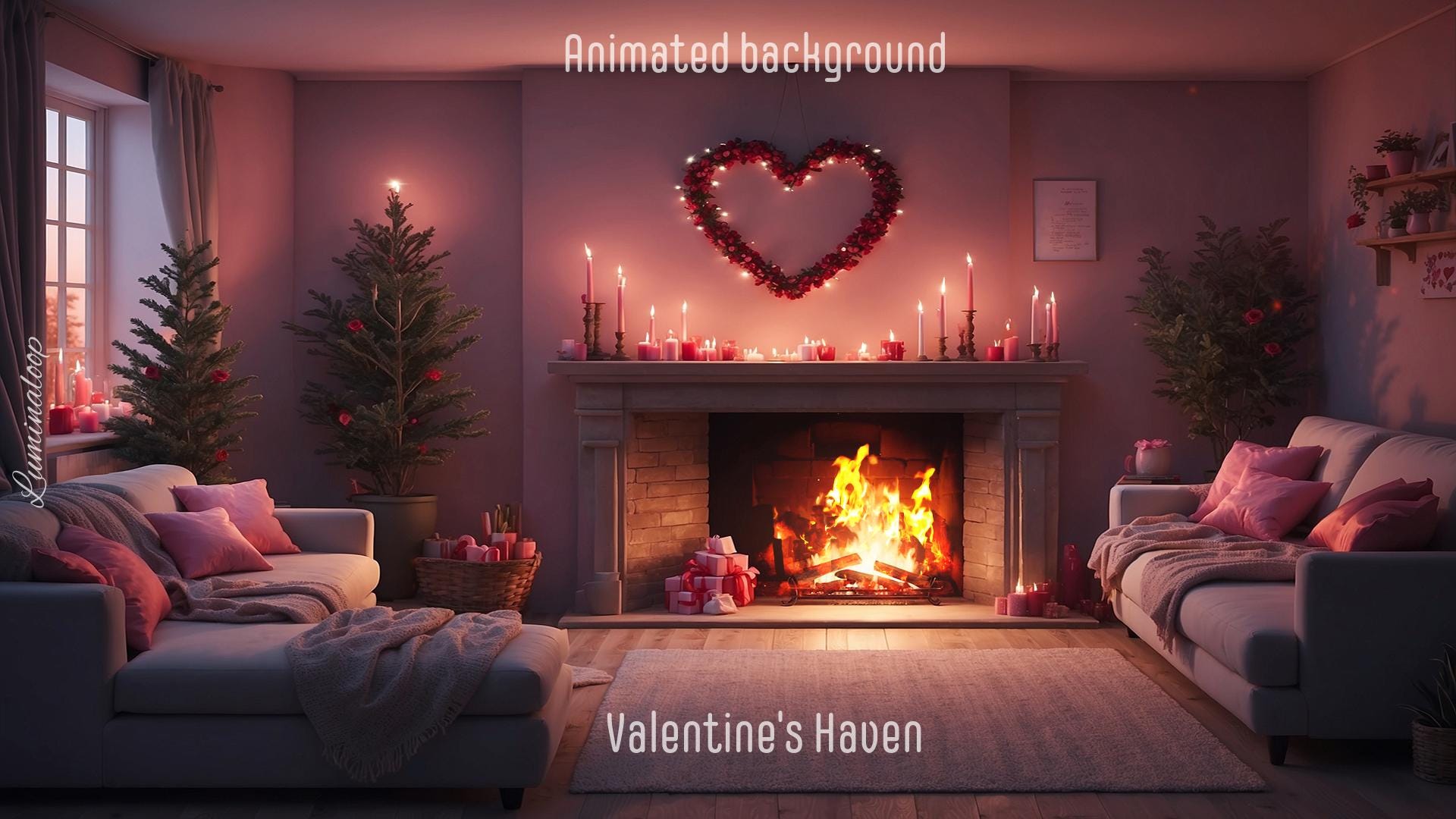 Animated Fireplace Valentine's Vtuber Stream Background (MP4) - Etsy
