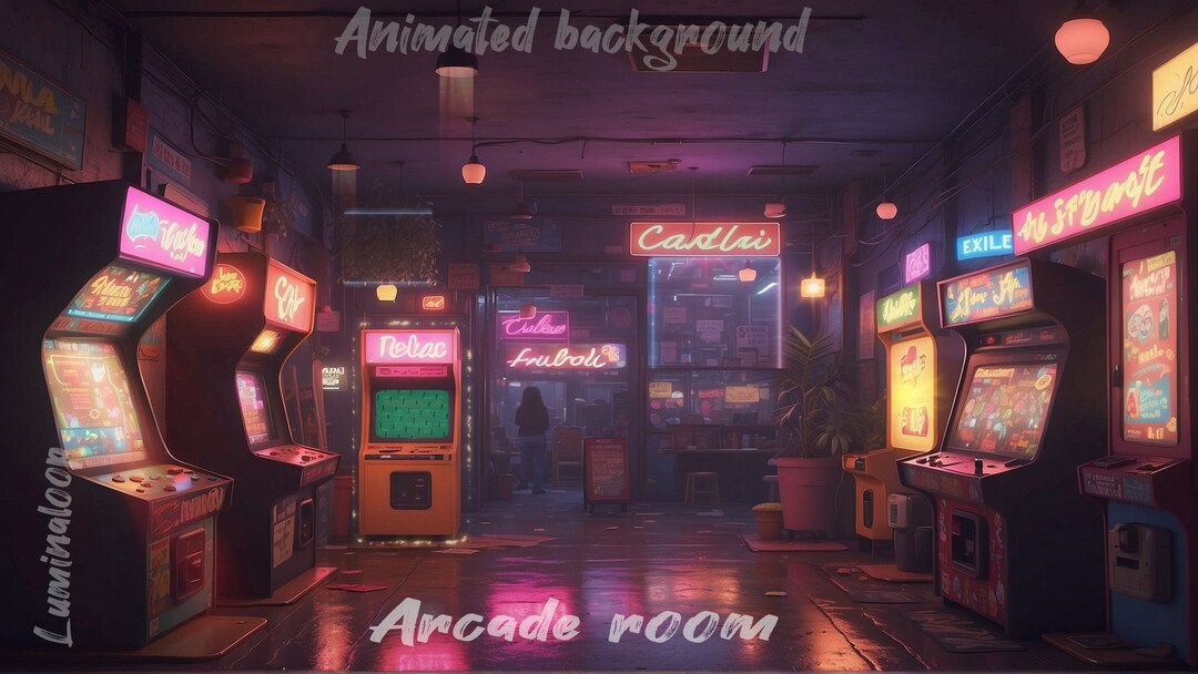 ANIMATED BACKGROUND | Arcade Room | Lofi Cozy Fantasy Looped Vtuber ...
