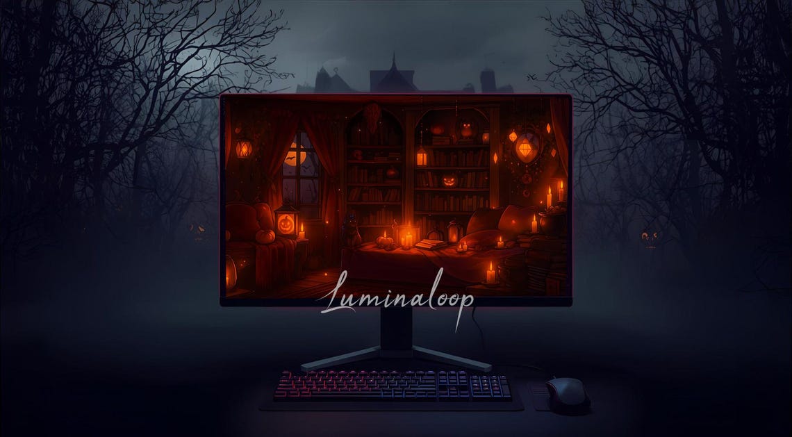 Halloween Nightfall Animated Background: Spooky Bedroom Horror Vibes ...