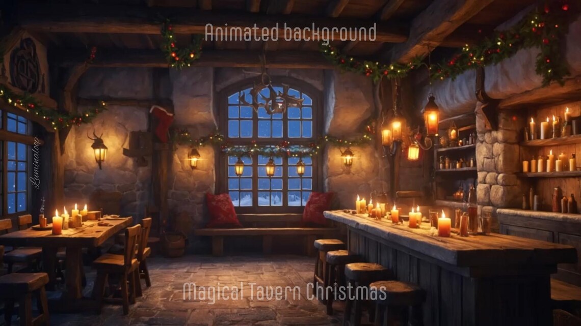 Animated Magical Tavern Christmas Background – Cozy Fantasy Tavern ...