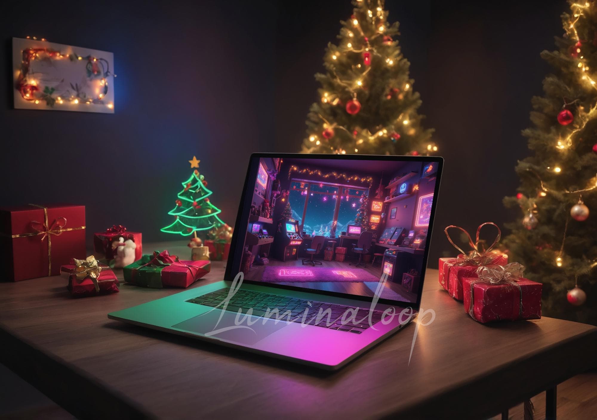 ANIMATED BACKGROUND Christmas Arcade Gaming Room Lofi Cozy Fantasy ...