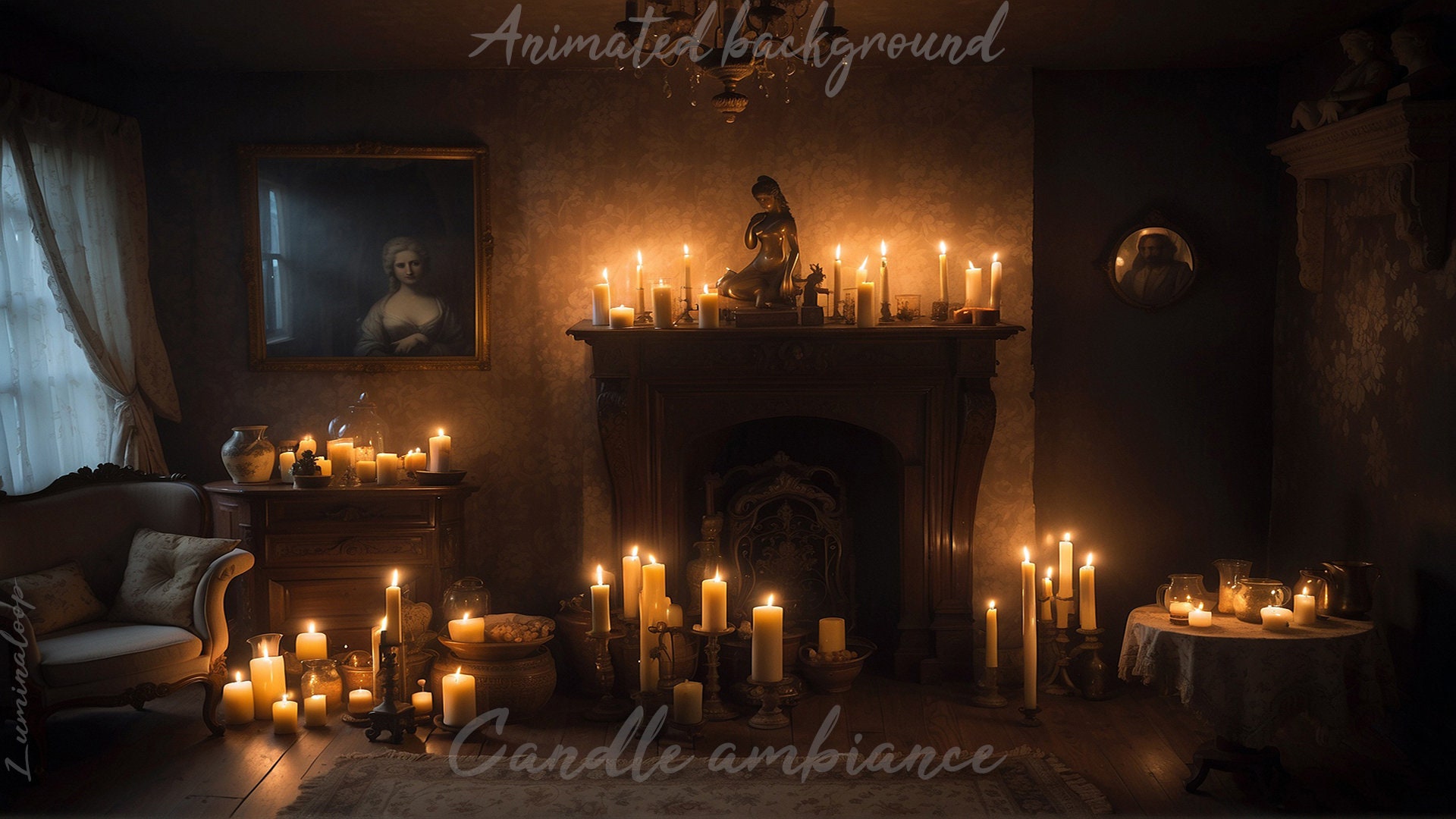 4 ANIMATED BACKGROUNDS |haunted Room | Candle Ambiance With Gaming Room ...