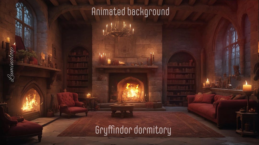 ANIMATED BACKGROUND | Gryffindor Dormitory | Lofi Cozy Fantasy Looped ...